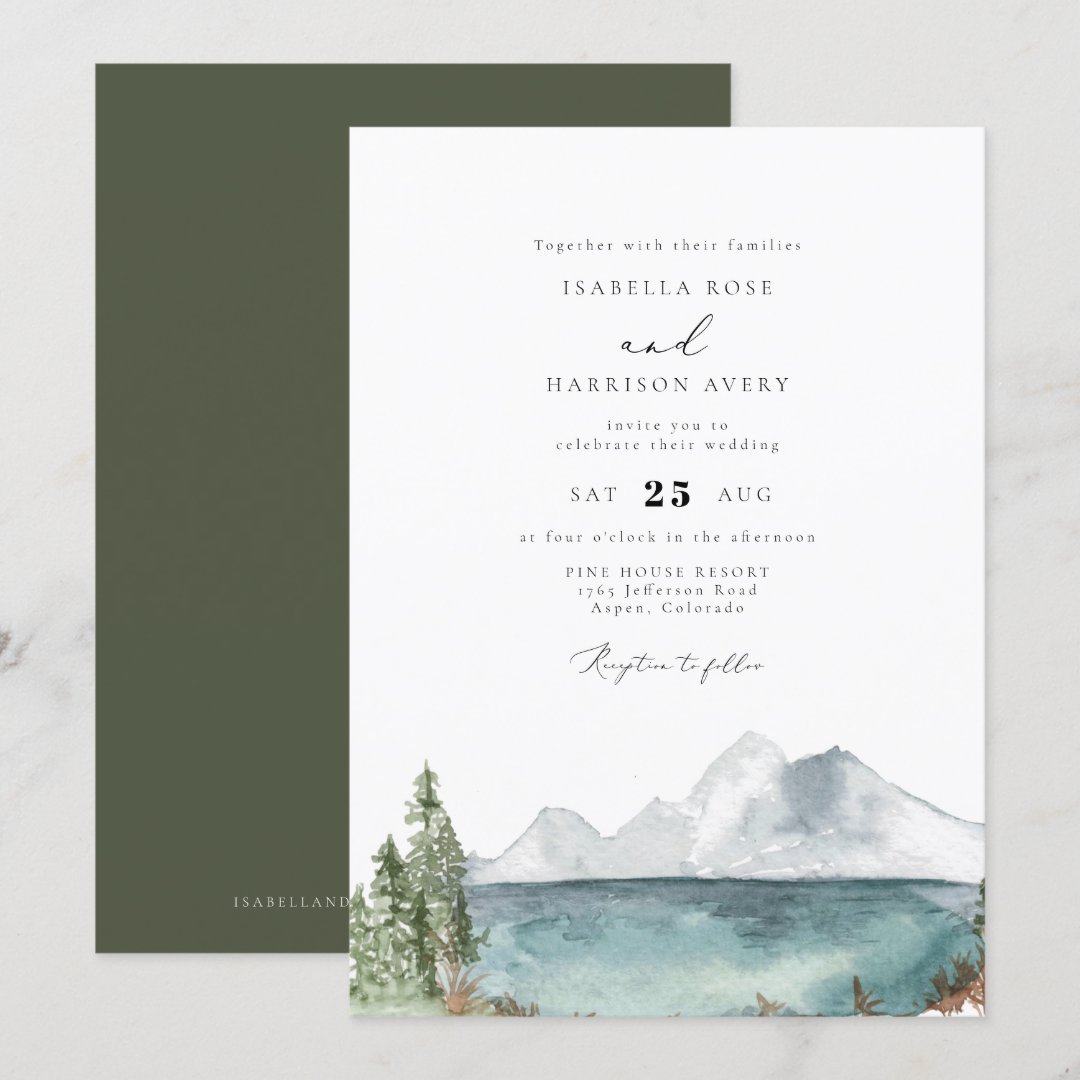 Clover - Watercolor Bohemian Mountain Lake Invitation | Zazzle