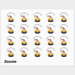 Clown Car Dots Balloons Funny Kid's Sticker | Zazzle