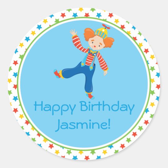 Clown | Circus Theme | Personalized Classic Round Sticker | Zazzle.com