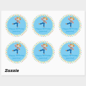 Clown | Circus Theme | Personalized Classic Round Sticker | Zazzle