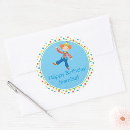 Clown | Circus Theme | Personalized Classic Round Sticker | Zazzle