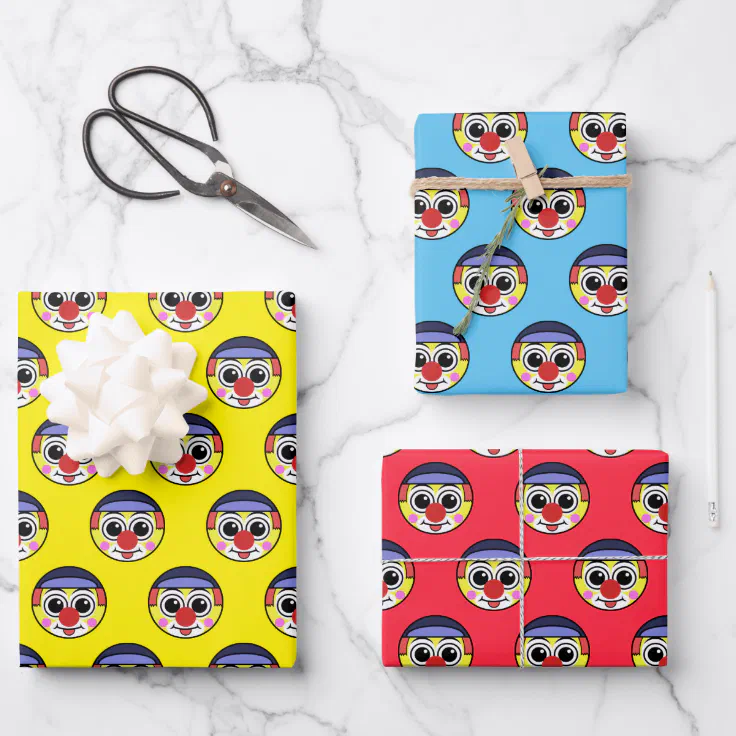 Clown Emoji Face Wrapping Paper Sheets | Zazzle