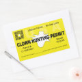 Clown Hunting Permit (4x) (Yellow) Rectangular Sticker | Zazzle