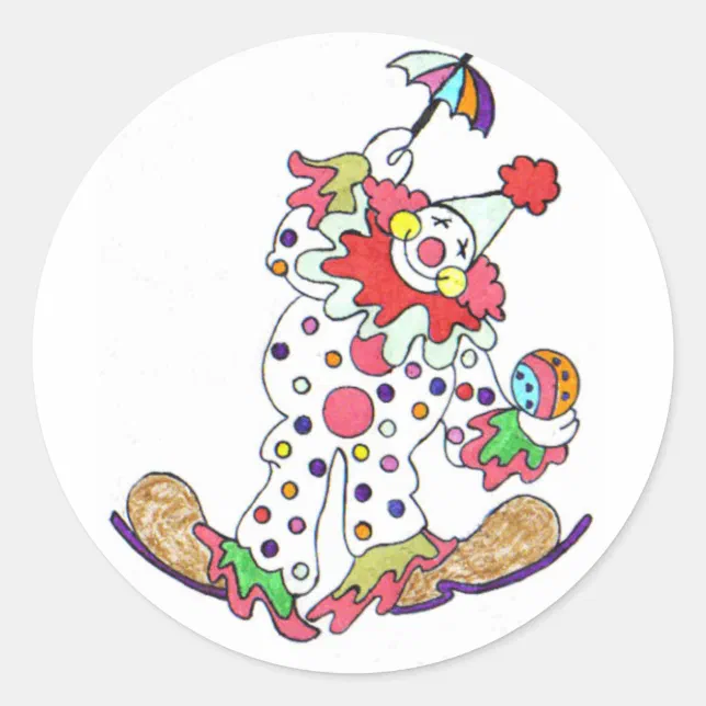 Clown Sitckers Classic Round Sticker | Zazzle