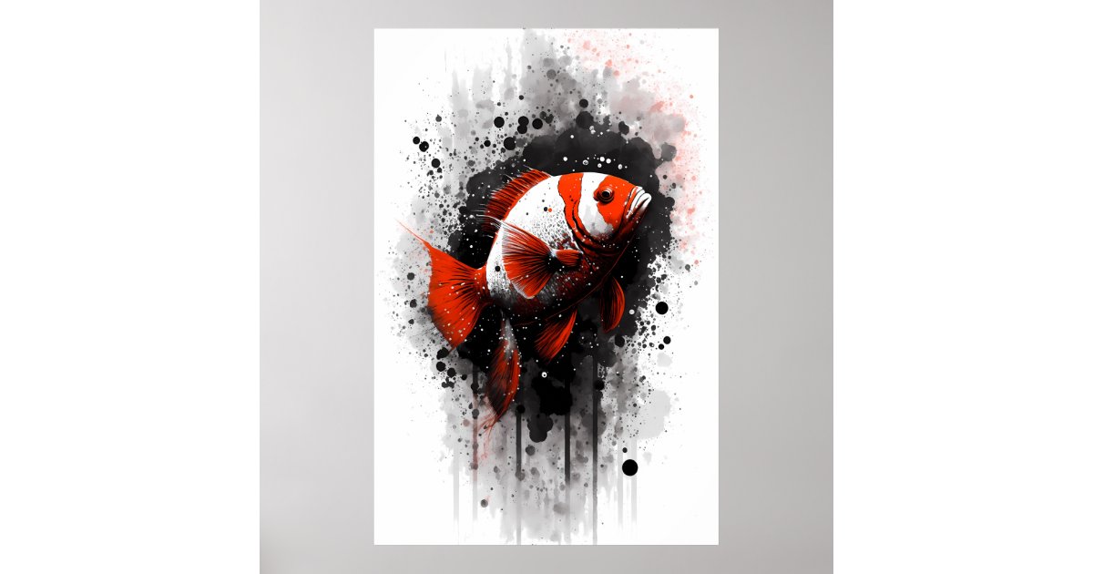 Clownfish Ink Painting Poster | Zazzle