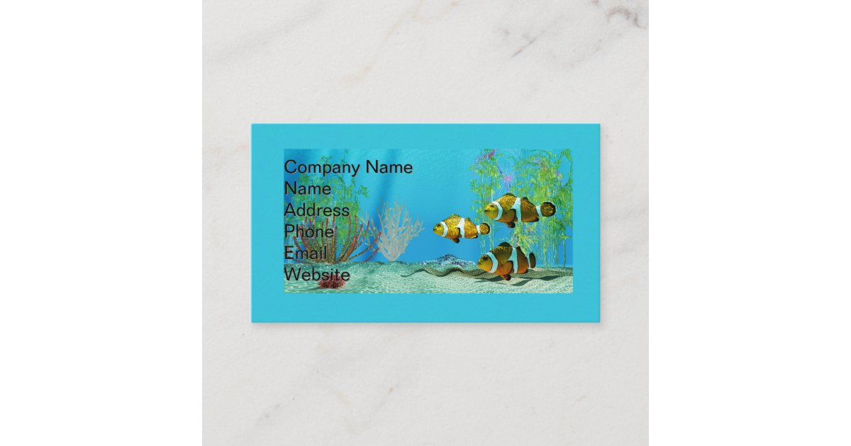 Clownfish on Coral Reef Business Card | Zazzle