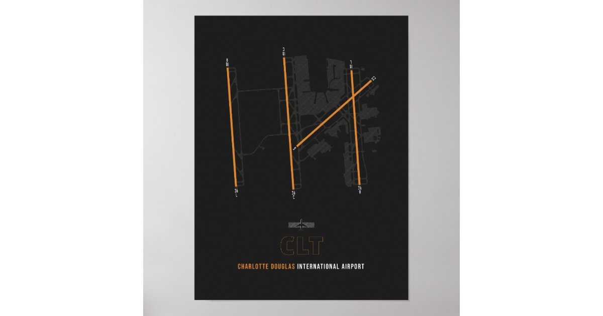 CLT- Charlotte Douglas Airport Diagram Poster | Zazzle