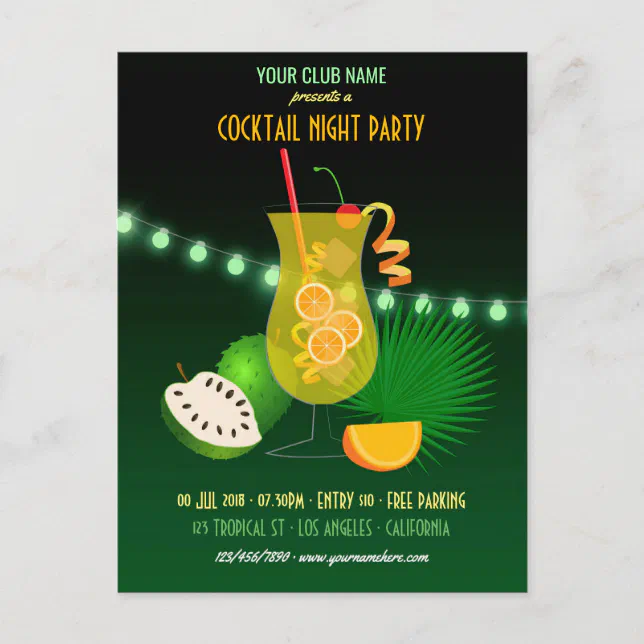 Club/Corporate Cocktail Night Party Invitation Postcard | Zazzle