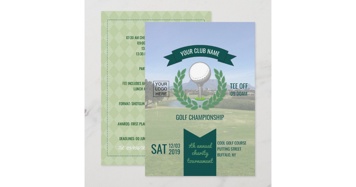 Club/Corporate Golf Tournament add photo and logo Invitation | Zazzle