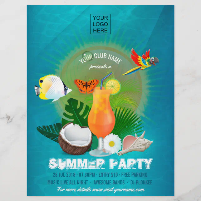 Club/Corporate Summer Party add photo Invitation Flyer | Zazzle
