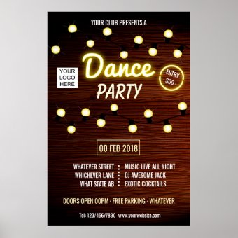 Club Deejay Dance Music Party add logo Poster | Zazzle