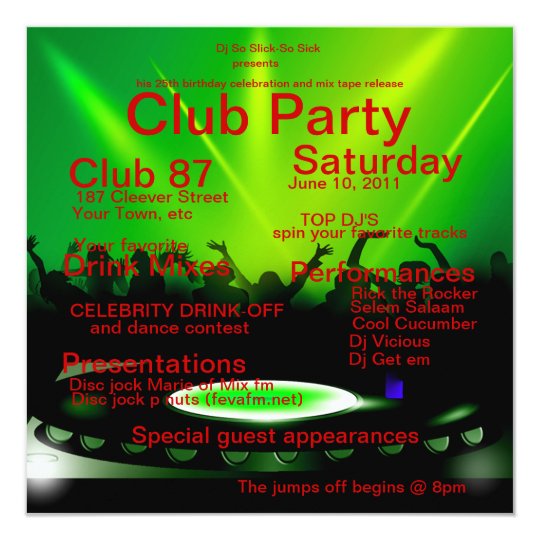 Club DJ Party Invitation | Zazzle.com