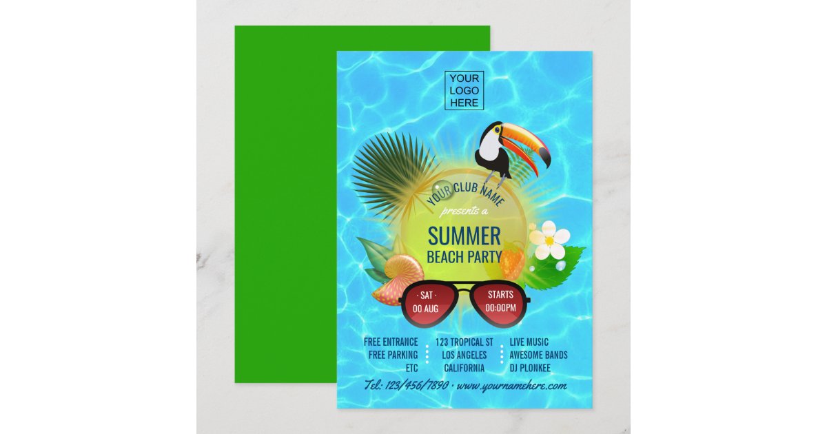 Club Summer Beach Party custom invitation | Zazzle