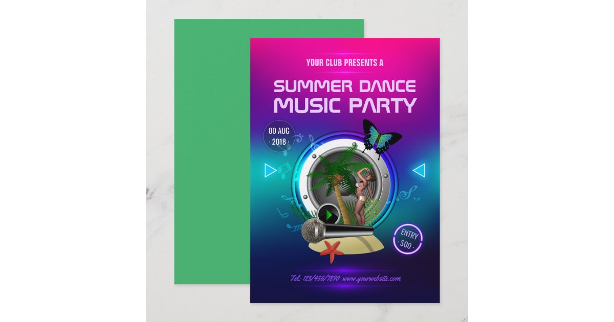 Club Summer Dance Music Party Ad Invitation | Zazzle