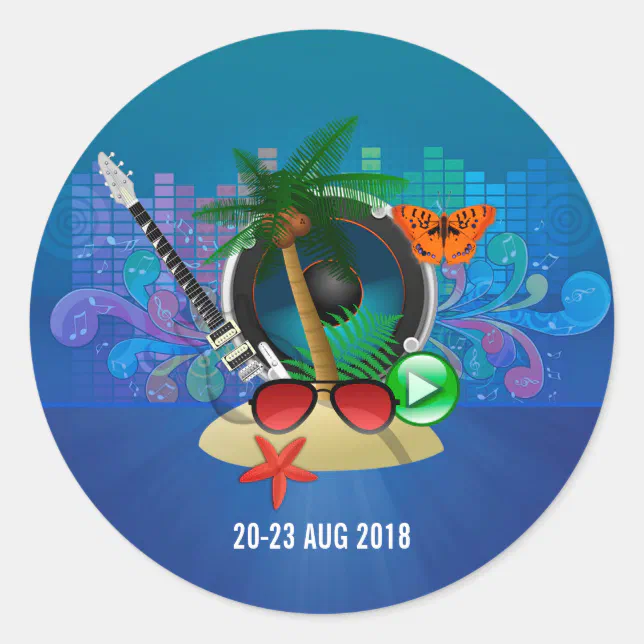Club Summer Music Festival Classic Round Sticker | Zazzle