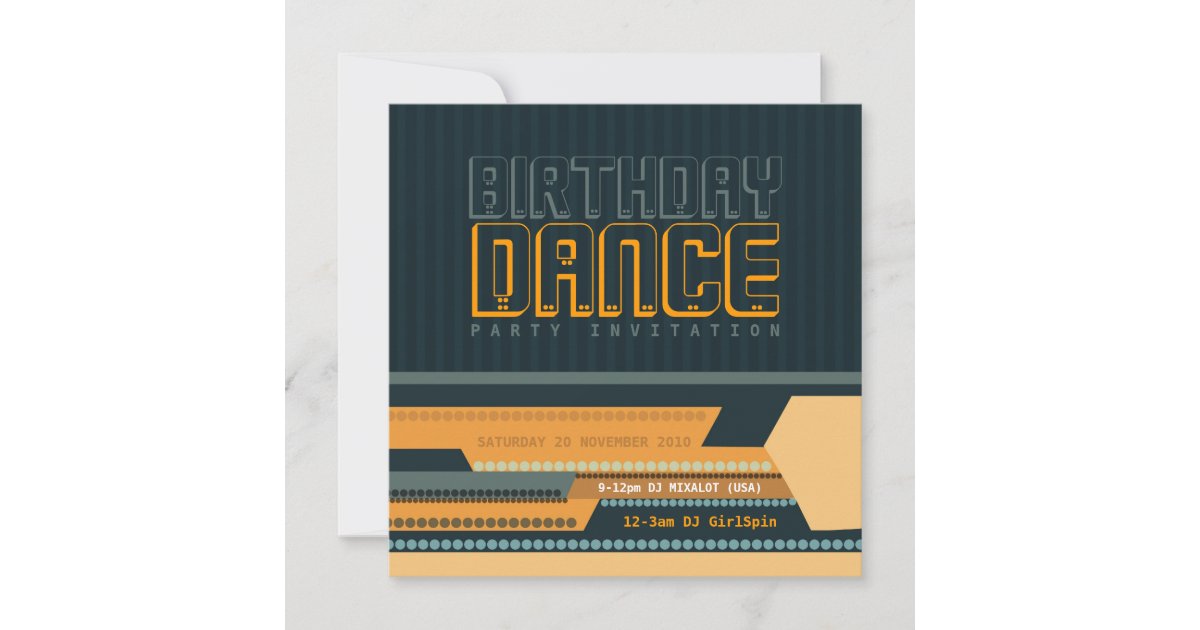 Club Techno Birthday Dance Party Invitation | Zazzle