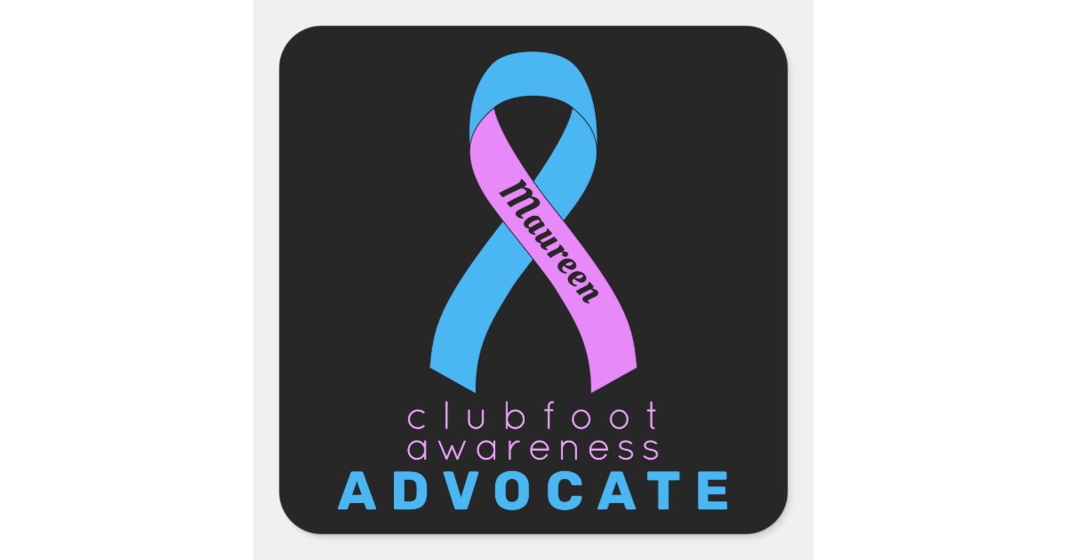 Clubfoot Awareness Advocate Black Square Sticker | Zazzle