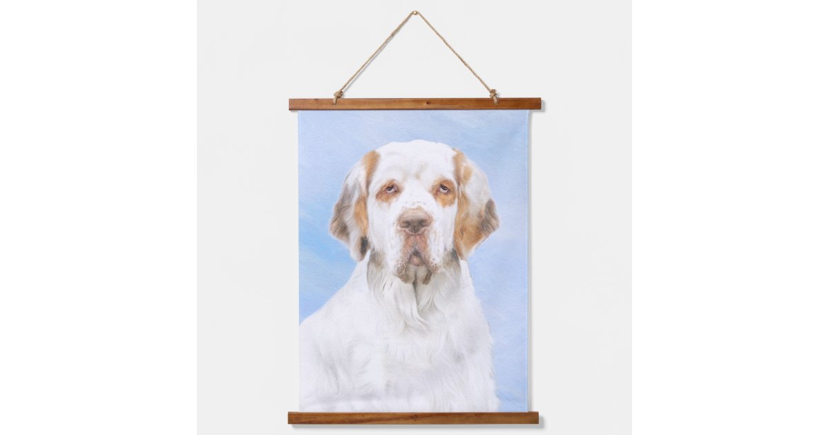 Clumber Spaniel Painting - Cute Original Dog Art Hanging Tapestry | Zazzle