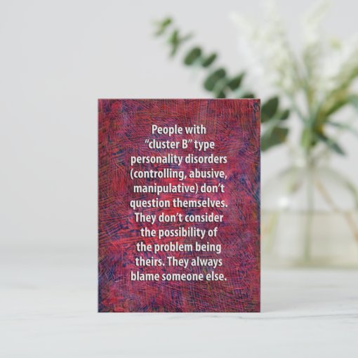 Cluster “B” Personality Disorders Postcard | Zazzle