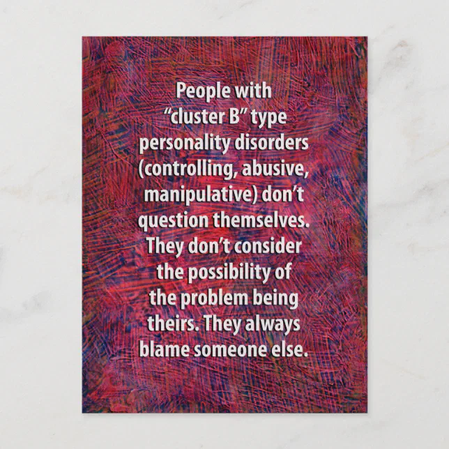 Cluster “B” Personality Disorders Postcard | Zazzle