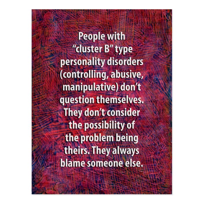 Cluster “B” Personality Disorders Postcard | Zazzle.com