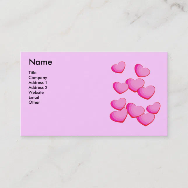 Cluster of Pretty Bright Hearts Shades of Pink Business Card | Zazzle