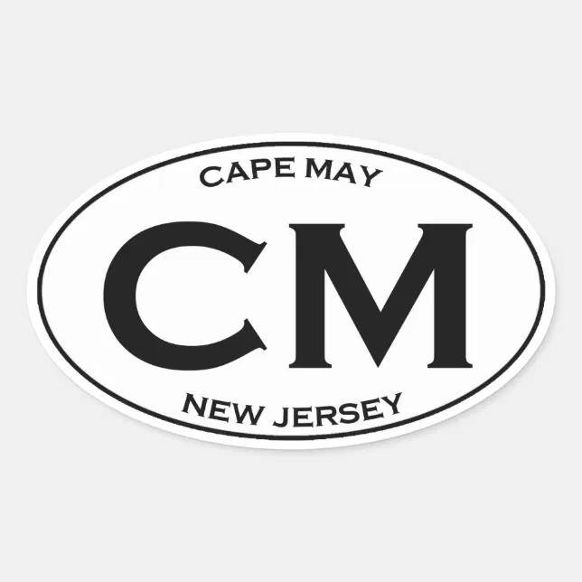CM - Cape May New Jersey Oval Logo Oval Sticker | Zazzle