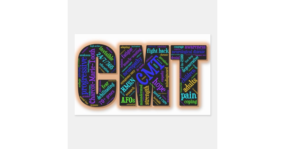 CMT Awareness Sticker (Word Cloud) | Zazzle