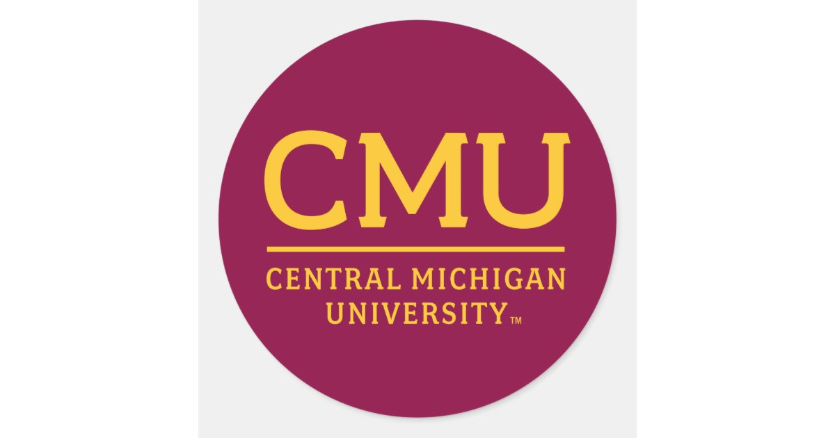 CMU Wordmark Classic Round Sticker | Zazzle