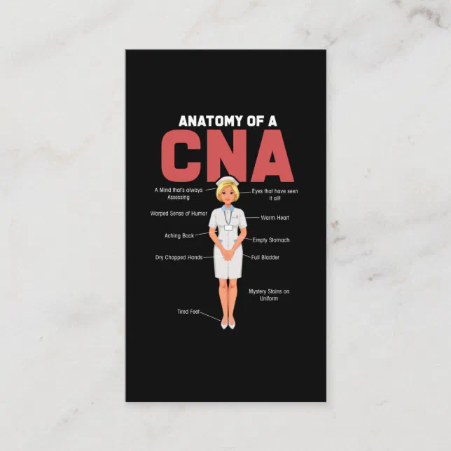 CNA Anatomy Nurse Certified Nursing Assistant Business Card | Zazzle