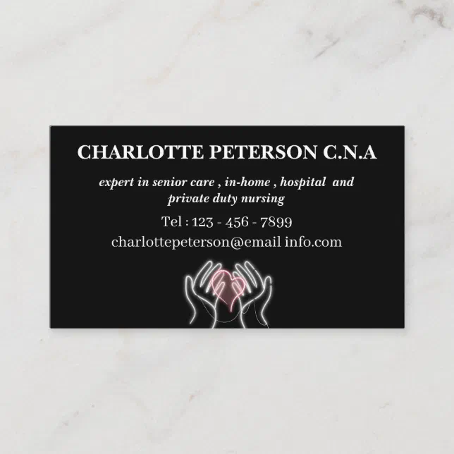 CNA And Caregiver Business Card | Zazzle