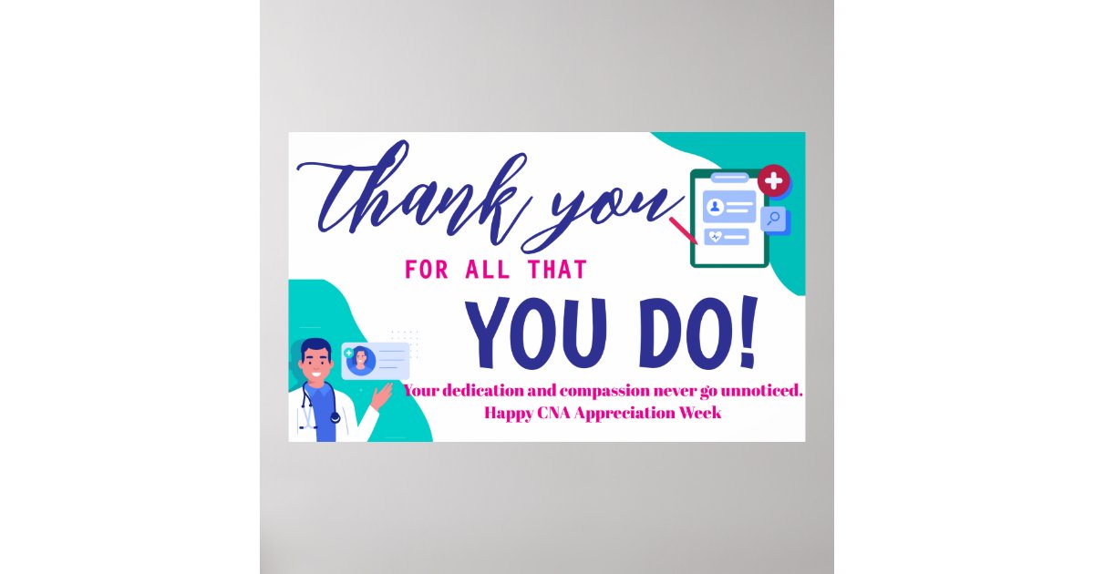 CNA Appreciation Week Banner Thank You Certified Poster | Zazzle
