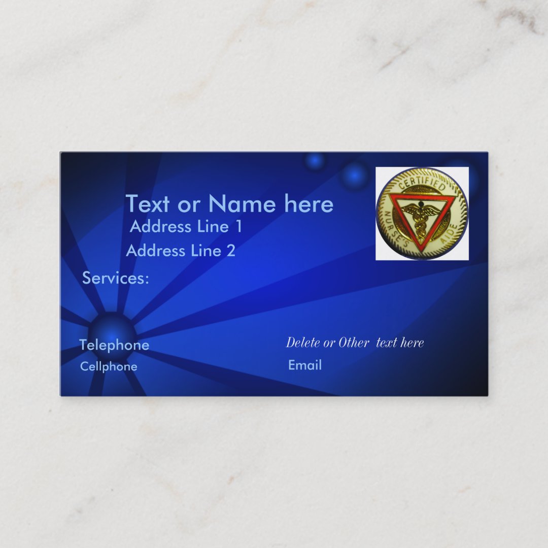 CNA business card template | Zazzle