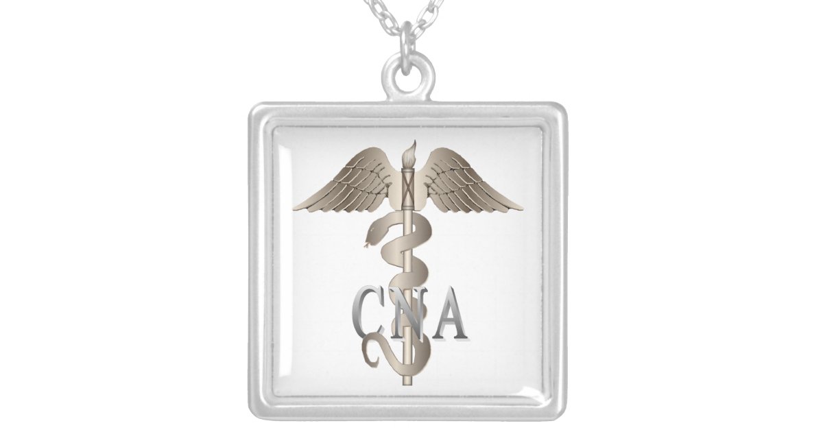 CNA Caduceus Silver Plated Necklace | Zazzle