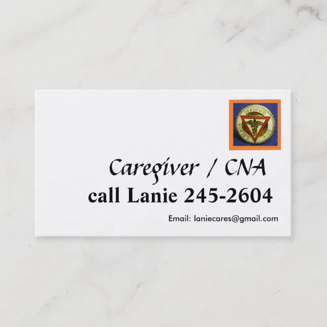 CNA / Caregiver business card template | Zazzle