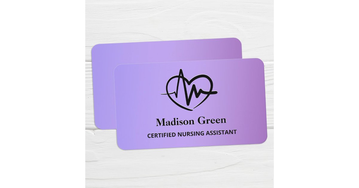 CNA Certified Nursing Assistant Business Card | Zazzle