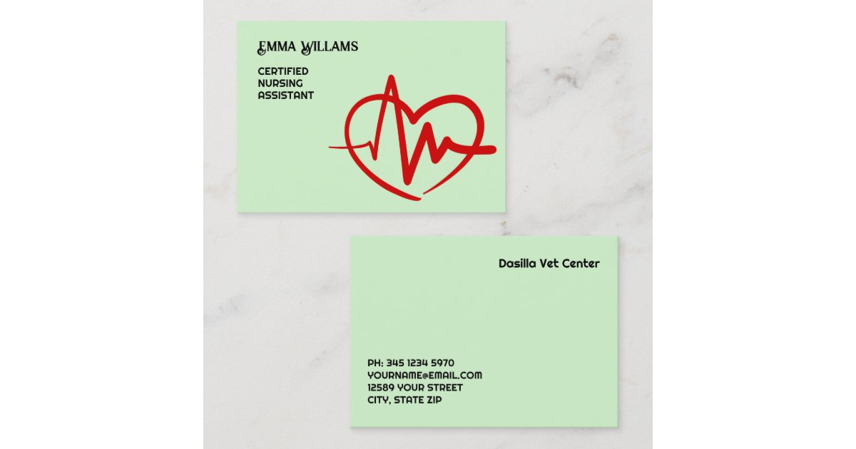 CNA Nursing Assistant Business Card | Zazzle