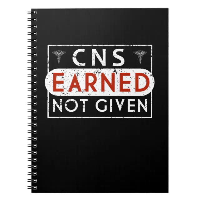 CNS Nurse Clinical Nurse Specialist Earned Nurse Notebook | Zazzle