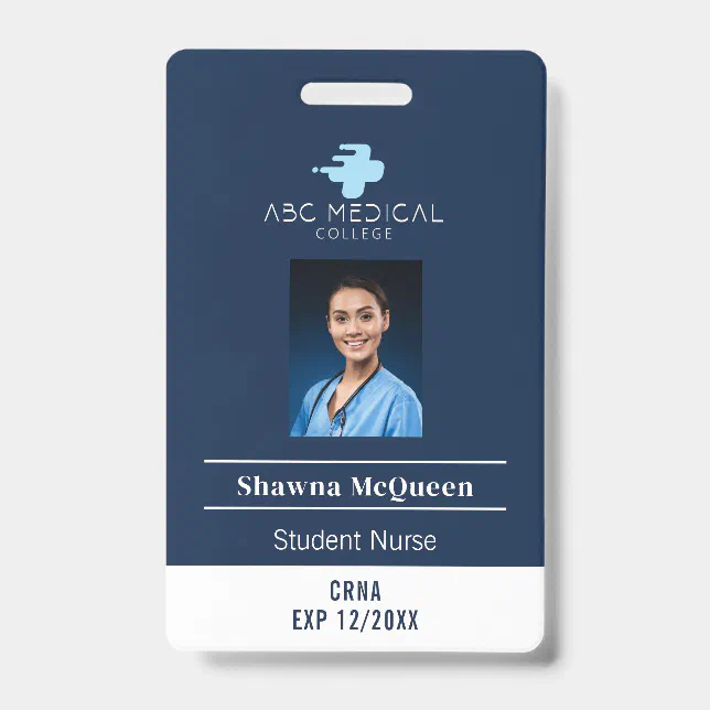 CNS Student Nurse Practitioner Navy QR Code Photo Badge | Zazzle