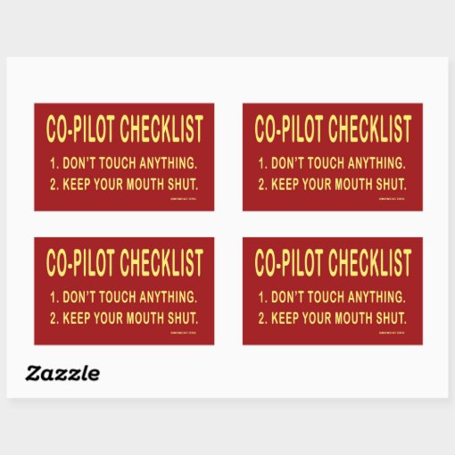 Co-Pilot Checklist: Stickers | Zazzle