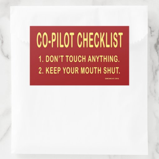 Co-Pilot Checklist: Stickers | Zazzle