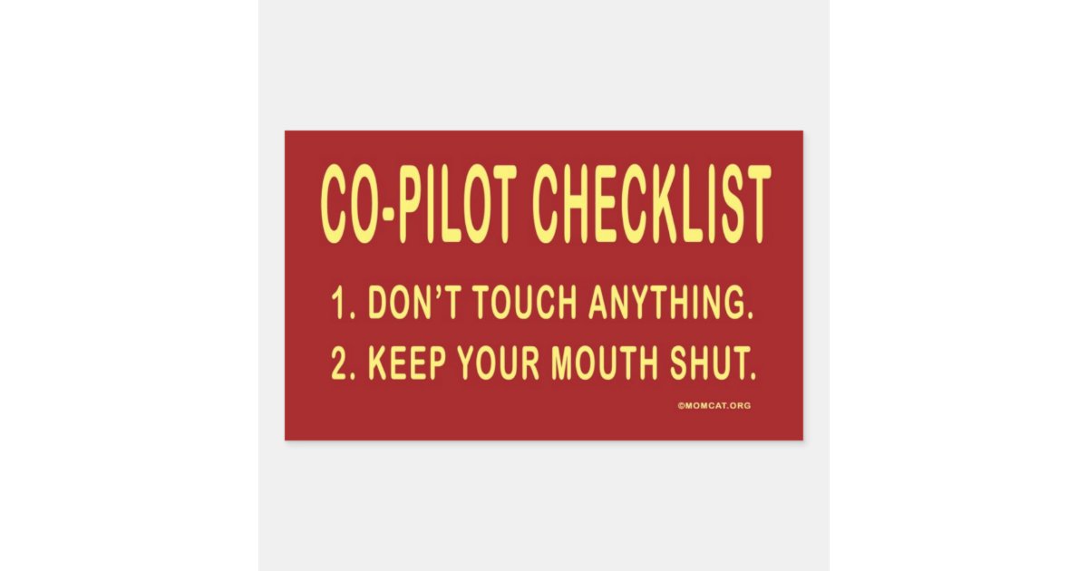 Co-Pilot Checklist: Stickers | Zazzle