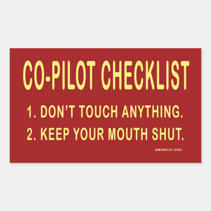 Co-Pilot Checklist: Stickers | Zazzle