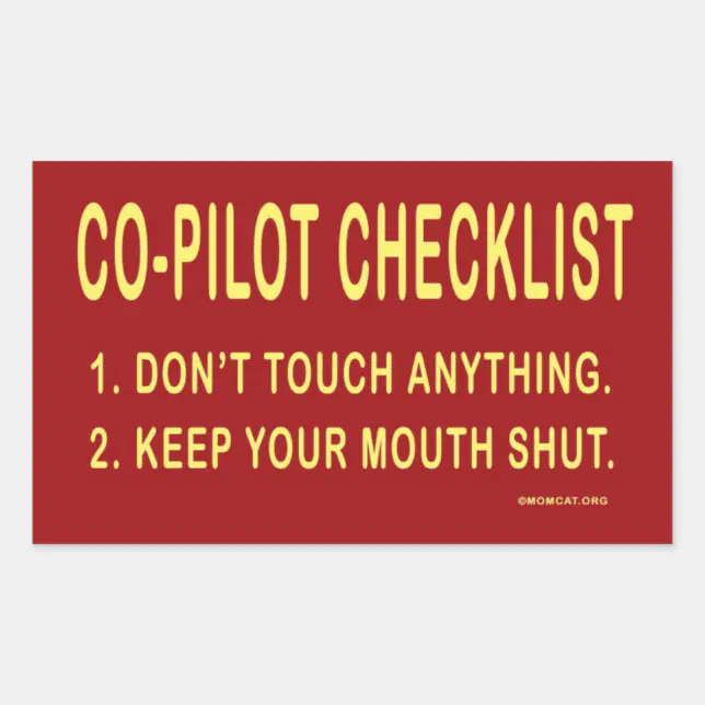 Co-Pilot Checklist: Stickers | Zazzle