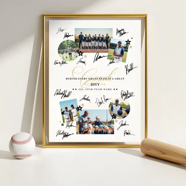 Coach Appreciation Photo Collage Team Signature Poster | Zazzle