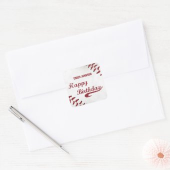 Coach Happy Birthday Large Grunge Baseball, Sport Square Sticker | Zazzle