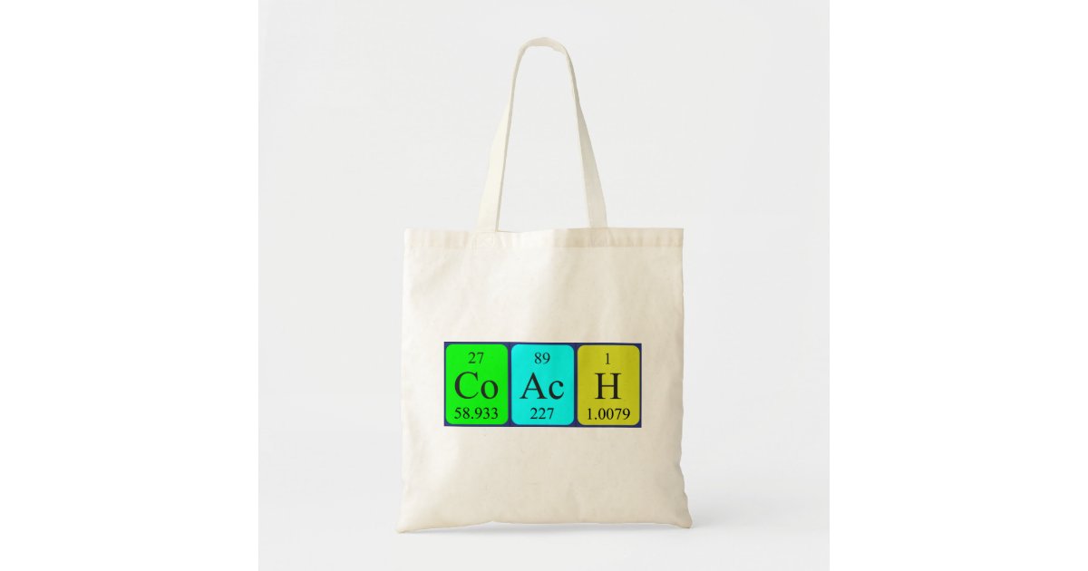 Coach periodic table name tote bag | Zazzle