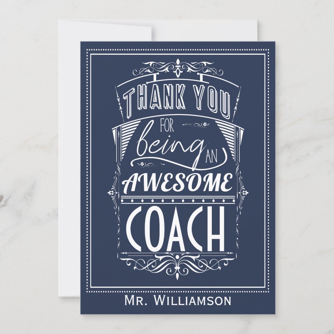 Coach Thank You Appreciation Flat Card | Zazzle