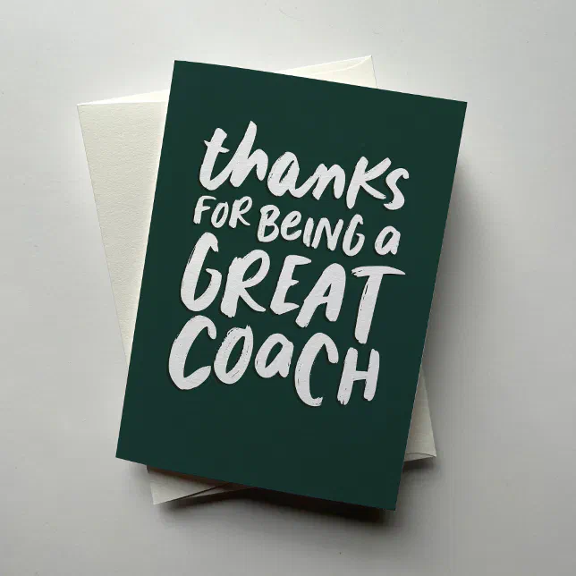 Coach thank you cool green and white card | Zazzle