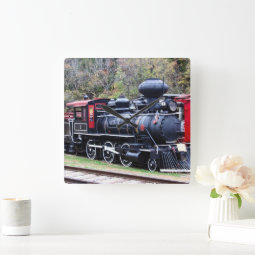 Coal Engine Train Square Wall Clock | Zazzle